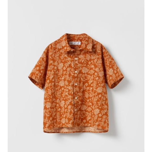 Zara | Shirts | Zara Kids Rust Floral Button Down Shirt | Poshmark